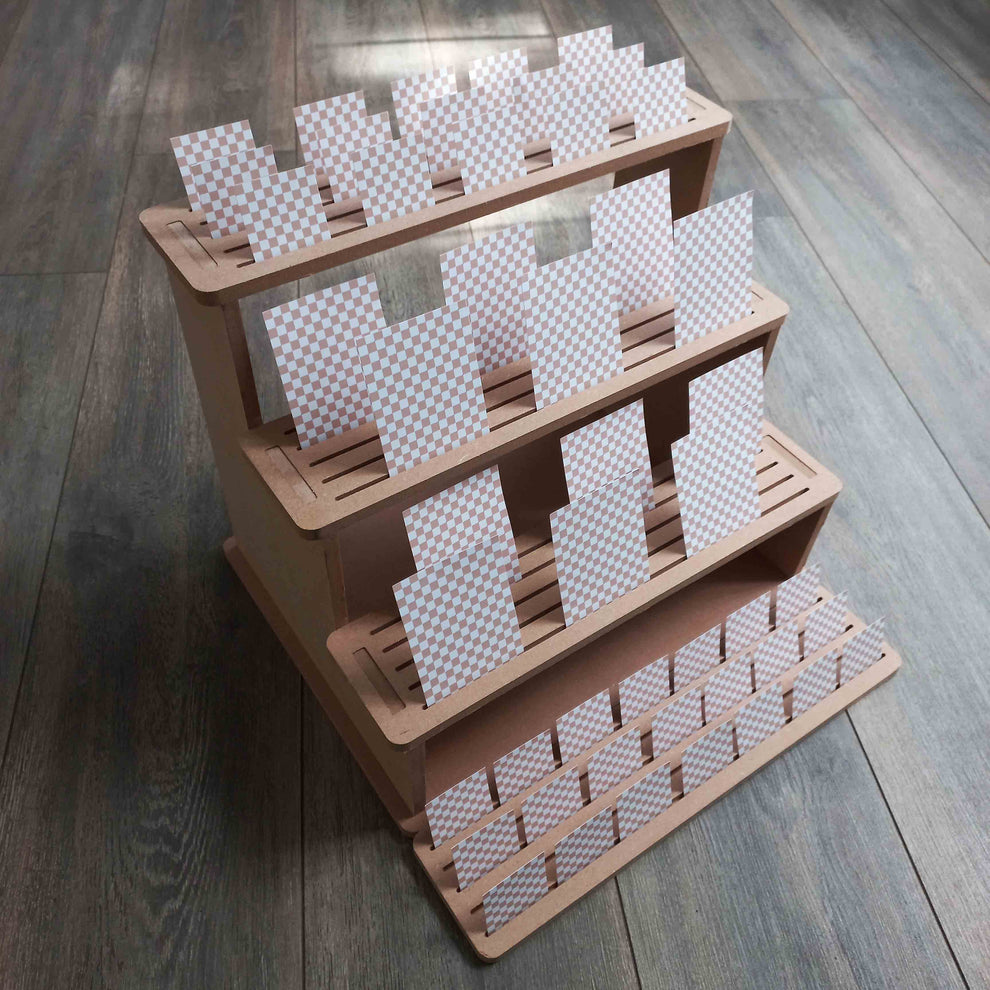 3 or 4 Tier Display Shelf with slots – Soozities
